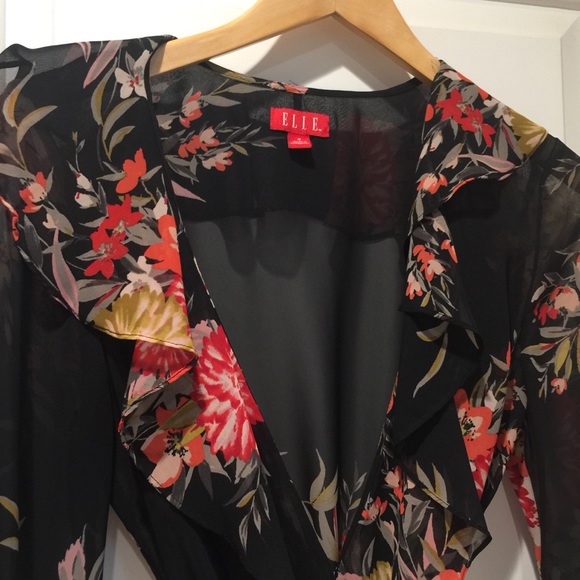 Elle | Tops | Elle Kimono Tie Waist Ruffle Top With Cloth Belt | Poshmark